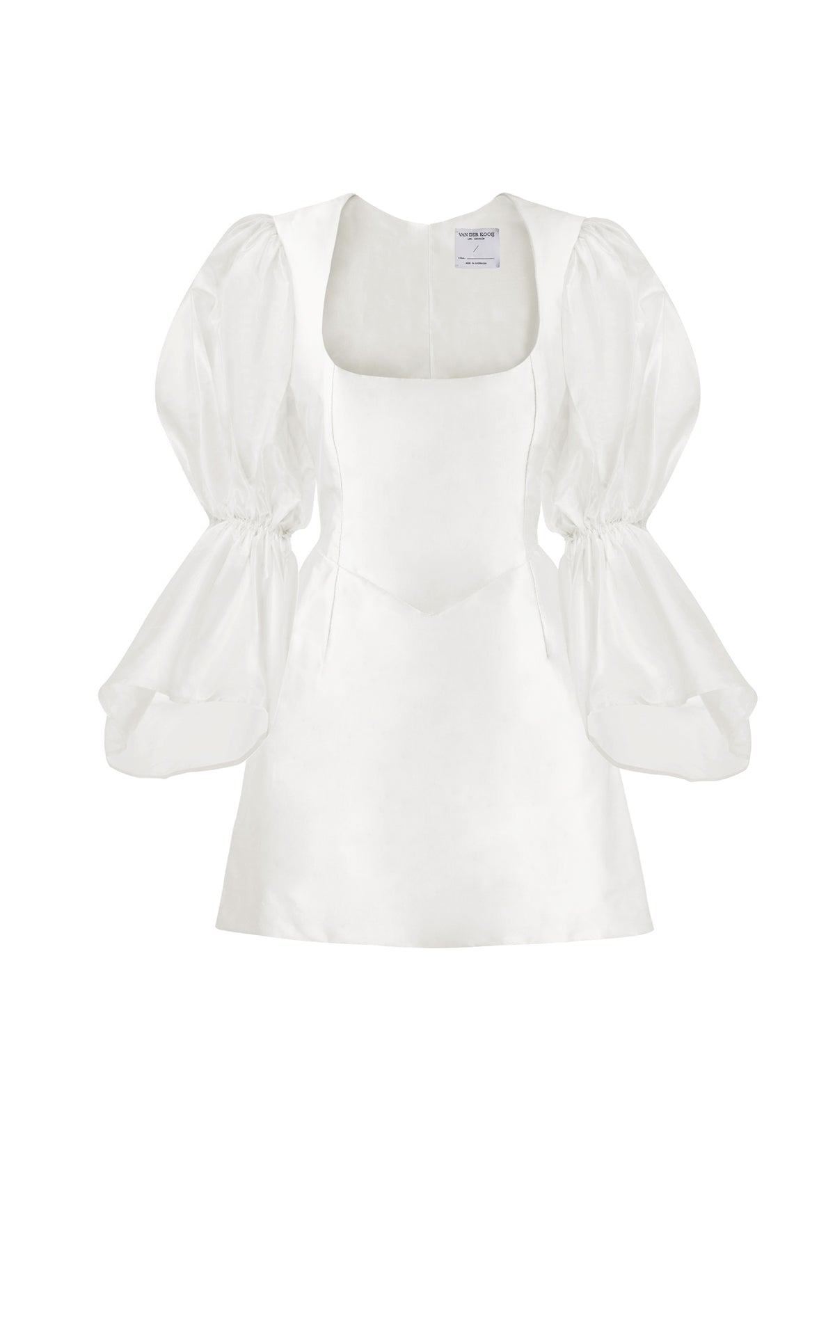 Neve White Puffy Sleeve Silk Mini Dress