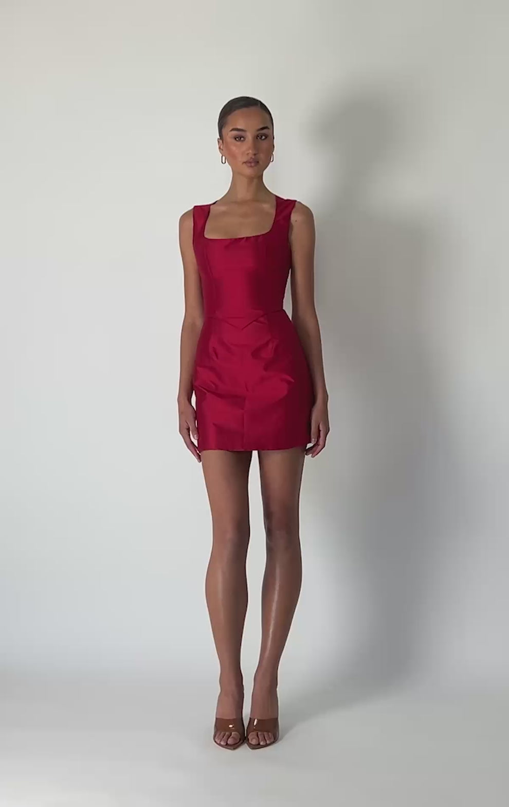 Ina Red Sleeveless Silk Mini Dress